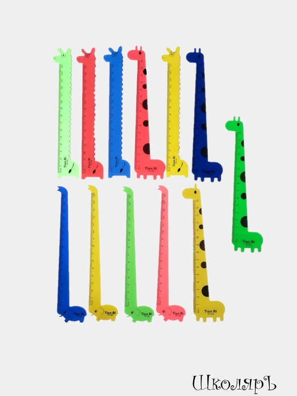 Линейка пластиковая школьная детская 15 см, фигурная с рисунком, микс