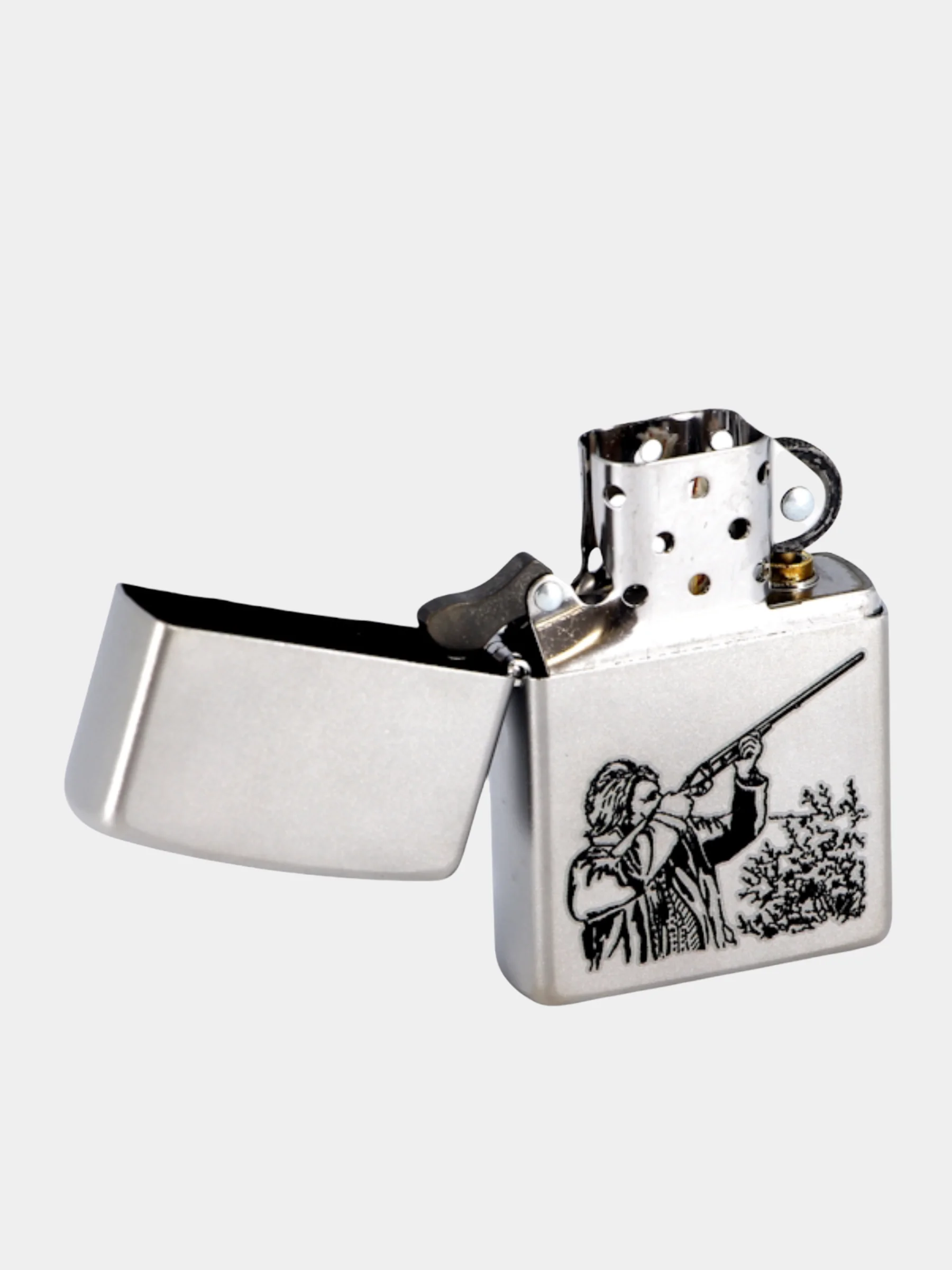 Зажигалка бензиновая Zippo 205 Hunter, Охотник с ружьем (покрытие Satin ...