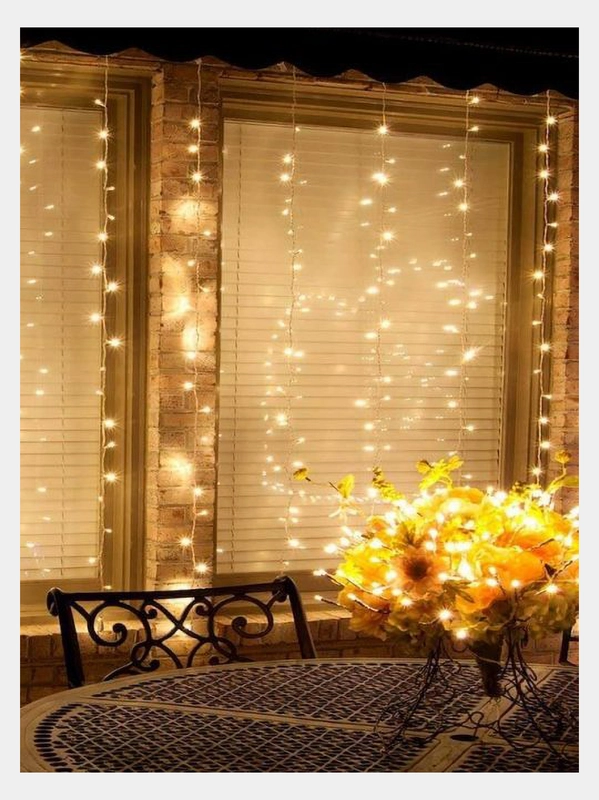 Гирлянда штора желтая фото - Euroalarm.ru