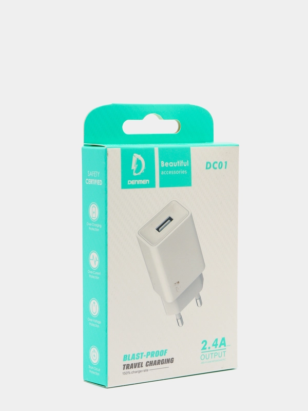 Адаптер питания сетевой Denmen DC01, 2.4А, 1 USB, 5V купить по цене 350 ₽ в интернет-магазине ...