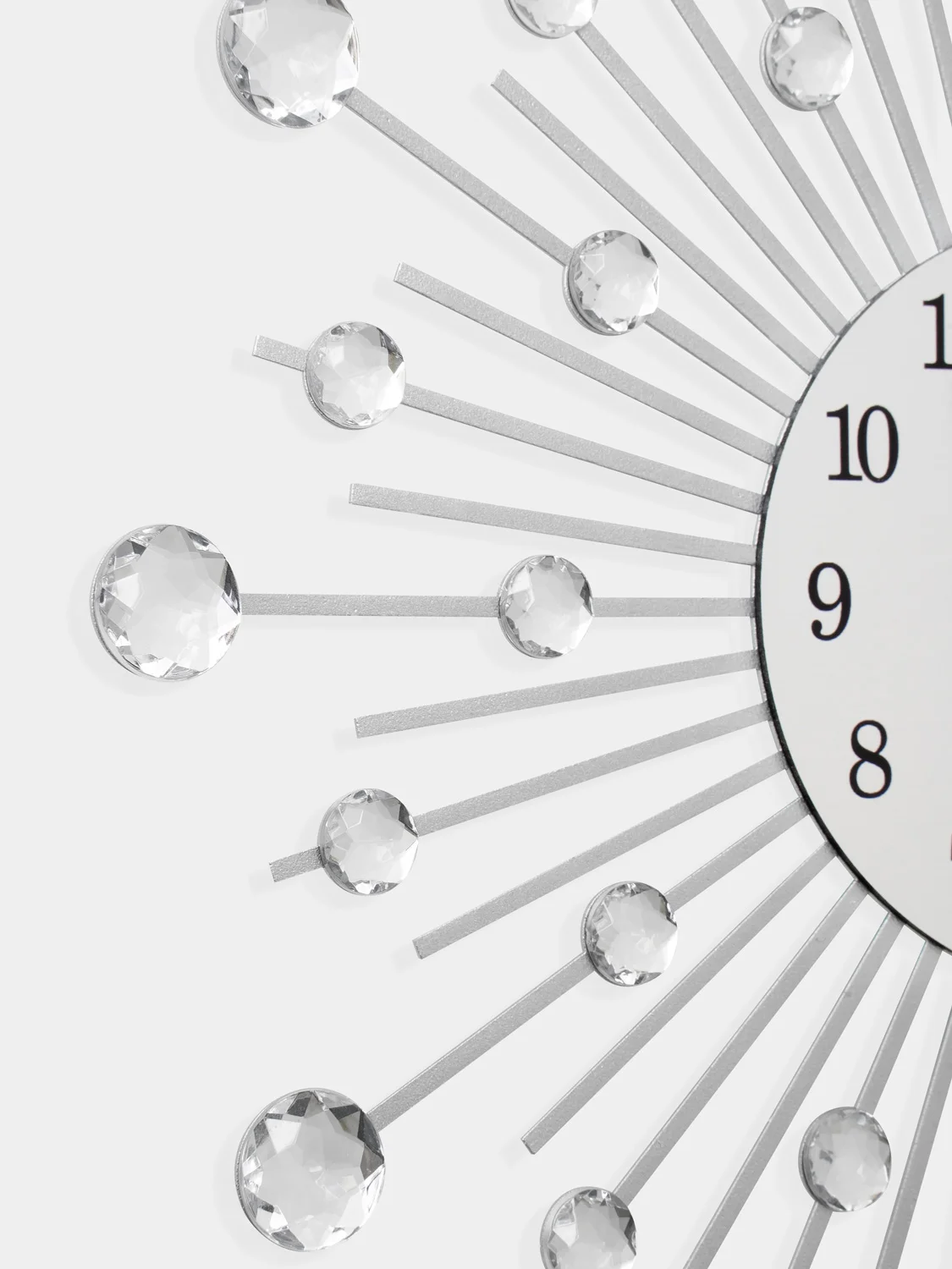 Часы настенные металлические диаметром 31 см бесшумные со стразами Silver Rain купить по цене