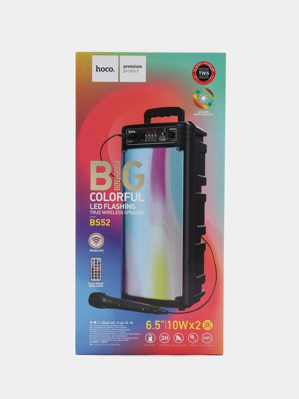 Беспроводная напольная караоке колонка с подсветкой и микрофоном HOCO BS52 купить по цене 4500 ...