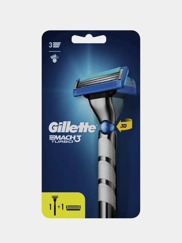 GILLETTE MACH3 Turbo 3D Бритва с 2 сменными кассетами Red купить по ...