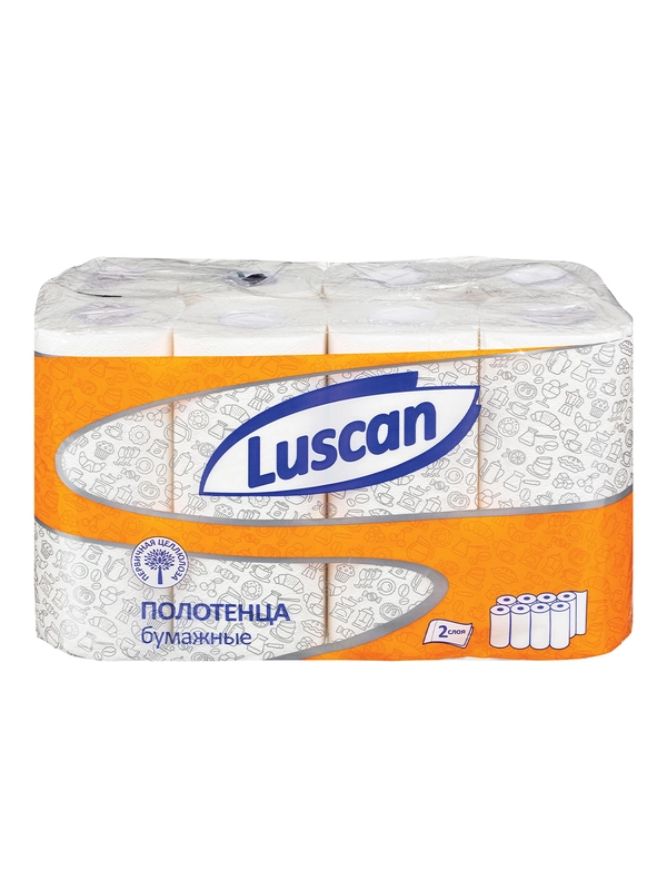 Полотенца бумажные Luscan, 2 слоя, с тиснением, 8 рулонов в упаковке купить по цене 399 ₽ в ...