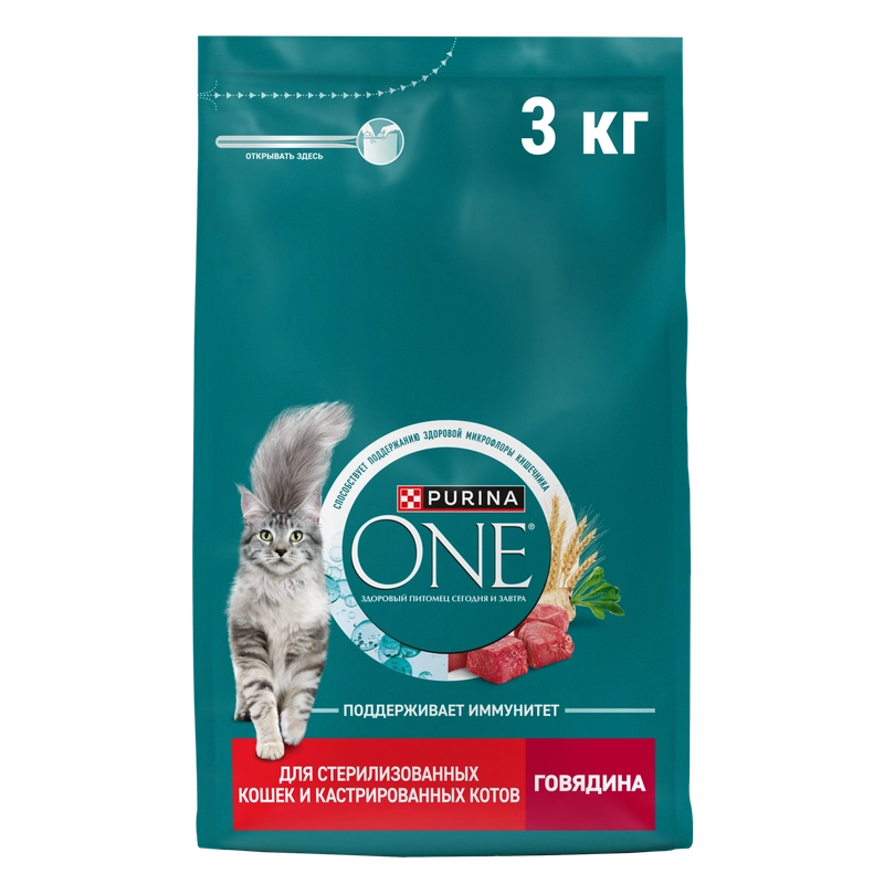 Сухой корм Purina One для стерилизованных кошек, с говядиной и пшеницей ...