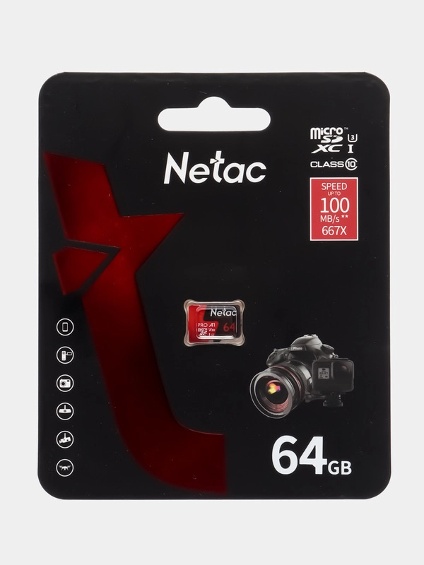 Карта памяти Netac P500 Extreme Pro microSDXC 16/32/64/128GB UHS-1, для ...